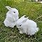 Amazon.com: Pack of 2 Easter Rabbits Figurines Mini Furry Bunnies for ...