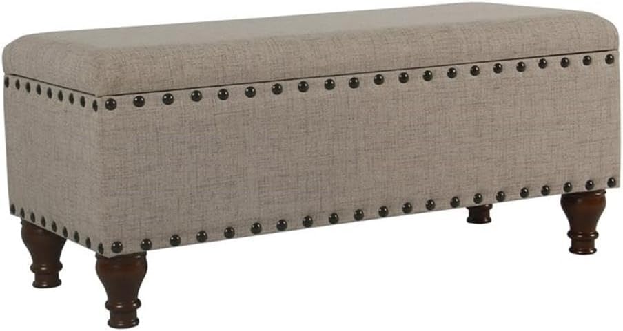 Amazon.com: HomePop Large Storage Bench with Nailhead Trim - Tan : Home ...