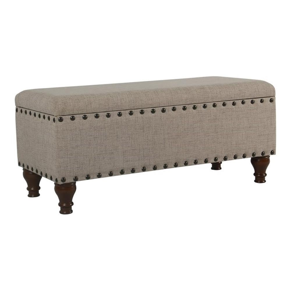 Amazon.com: HomePop Large Storage Bench with Nailhead Trim - Tan : Home ...