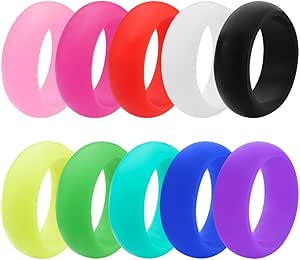 Amazon.com: Pinannie 10 Pcs Silicone Rings Set Solid Colors Women ...