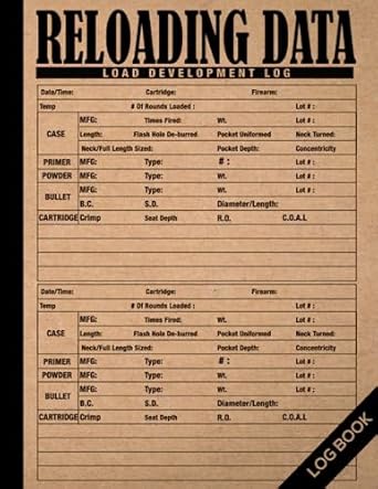 Amazon.com: Reloading Data Log Book: Detailed Reloaders Ammunition Log Sheet For Shooters ...