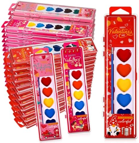 Amazon.com: Valentines Day Gifts for Kids, 24 Pack Watercolor Paint Set ...