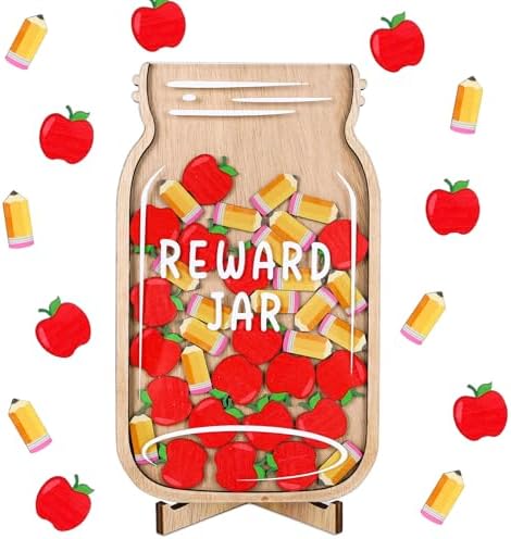 Amazon.com : JarThenaAMCS Back to School Wooden Reward Jar Apples ...