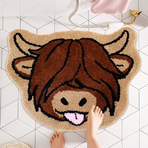 Ubaywey Highland Cow Bath Mat Creative Cattle Non-Slip Bathroom Rugs ...
