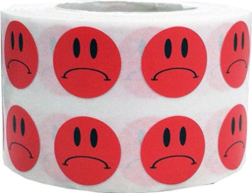 Amazon.com : Frowny Face Stickers Red Sad Labels for Teachers 1/2 Inch ...