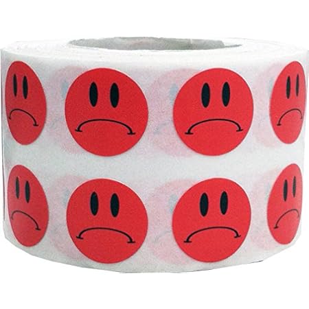 Amazon.com : Sad Face Stickers Red Frowny Face Labels 1 Inch 500 Total ...