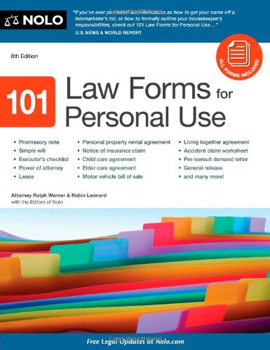 Amazon.com: 101 Law Forms for Personal Use: 9781413316346: Warner ...