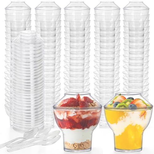 Amazon.com | Pumtus 100 Pack 3 OZ Plastic Dessert Cups with Lids, Mini ...