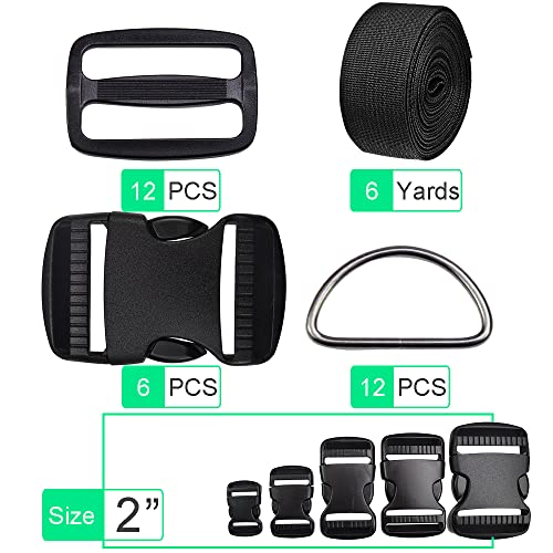 Snapklik.com : 2 Inch Buckles Straps Set 6 Yards 2Inch Black Nylon ...