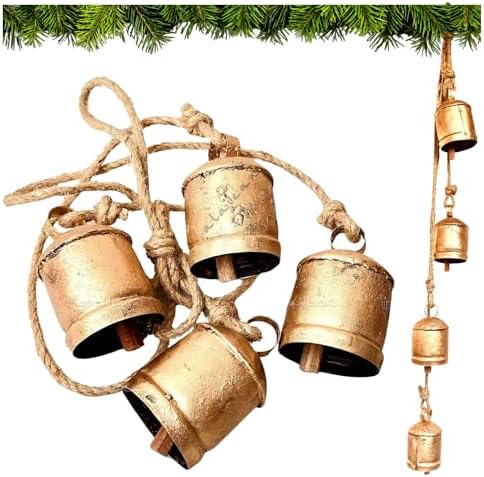 Amazon.com: Carfar Chunky Rustic Vintage Indian Cow Bells on Rope Wall ...