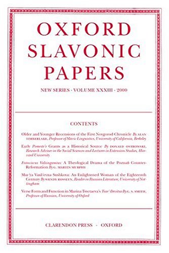 Amazon.com: Oxford Slavonic Papers: New Series Volume XXXIII (2000): 9780198160168: MacRobert, C ...