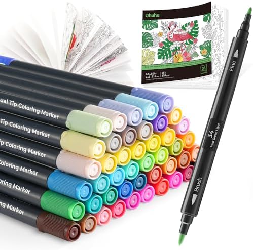 Ohuhu Brush Pen Set, 60 Farben Filzstifte Set mit Doppelter Spitze für ...