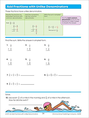 Snapklik.com : School Zone - Math Basics 5 Workbook - 64 Pages, Ages 10 ...