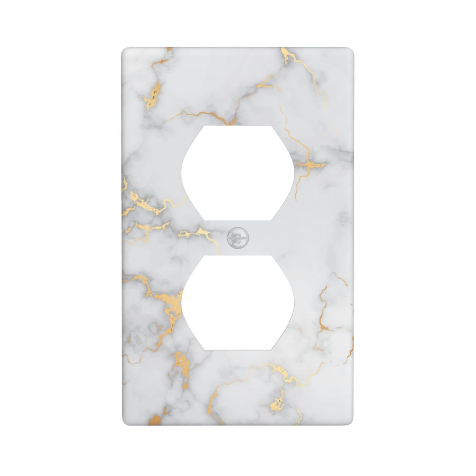 White And Gold Marble Granite Decor Print Light Switch Plate Cover ...
