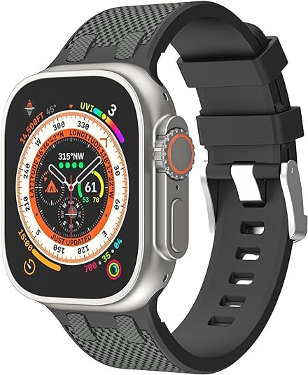 UniqTry Silicone Loop Replacement Strap with Stainless Steel Adapter ...