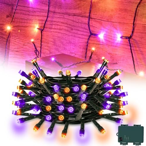 cshare Orange and Purple String Lights Battry Operated with Timer ...