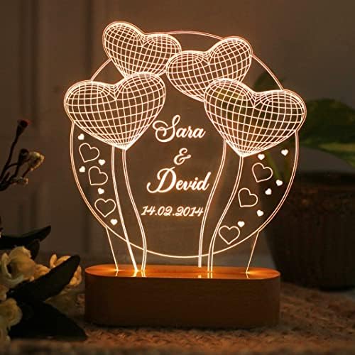 Buy Artistic Gifts 3D Illusion Personalized LED Table Lamp for Couples ...
