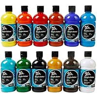Mont Marte Acrylic Paint Set 16.9oz (500ml), 12 Basic Colours Perfect ...