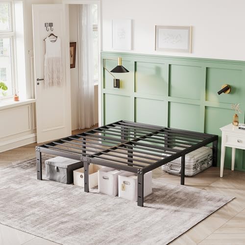 Amazon.com: HAAGEEP Queen Bed Frame 18 Inch High Bedframe Tall No Box ...
