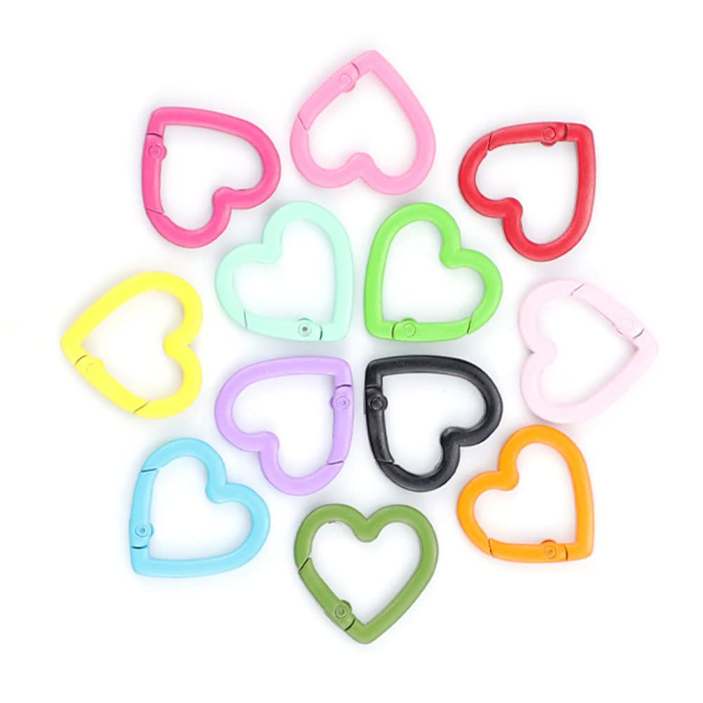 Amazon.com: esowemsn 20pcs Assorted Color Alloy Heart Shape Key Ring ...