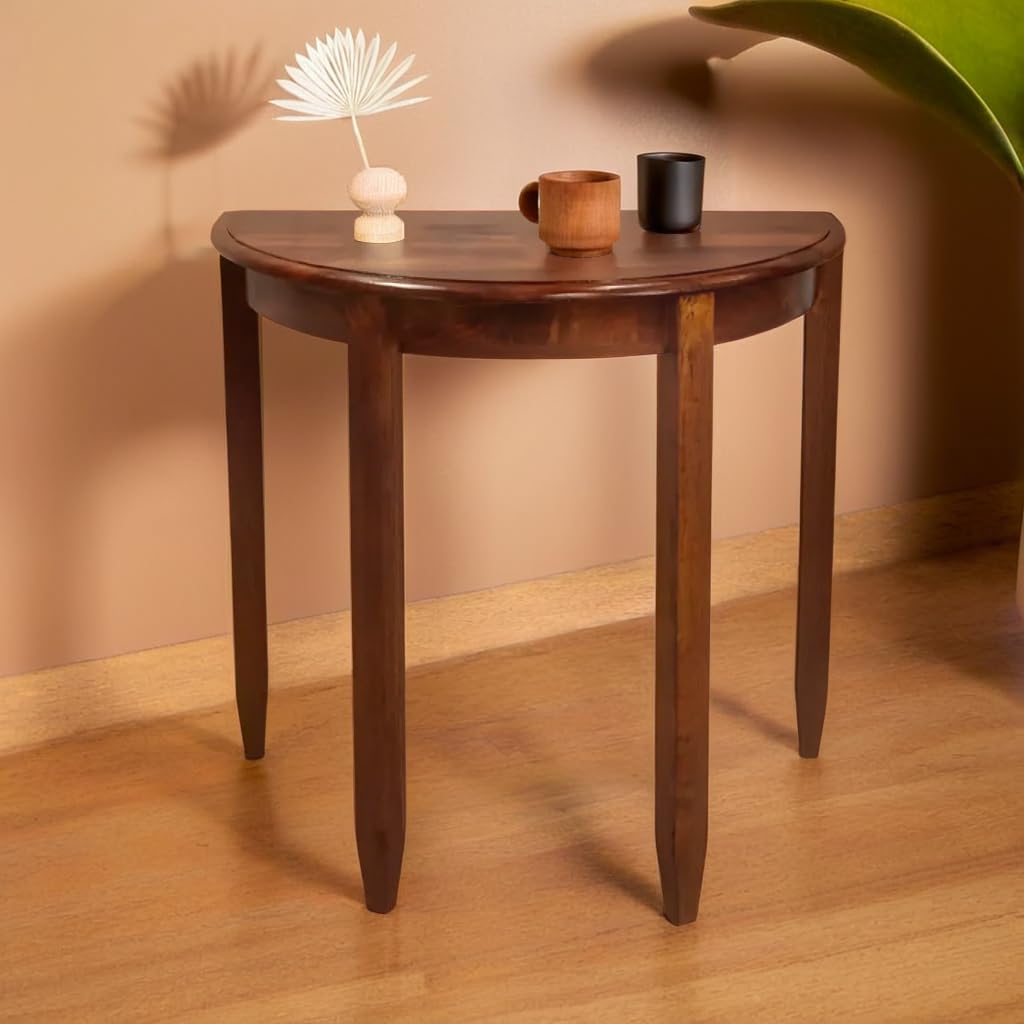 UNITEK FURNITURE Contemporary Sheesham Wood Half Moon Bedside Table for ...