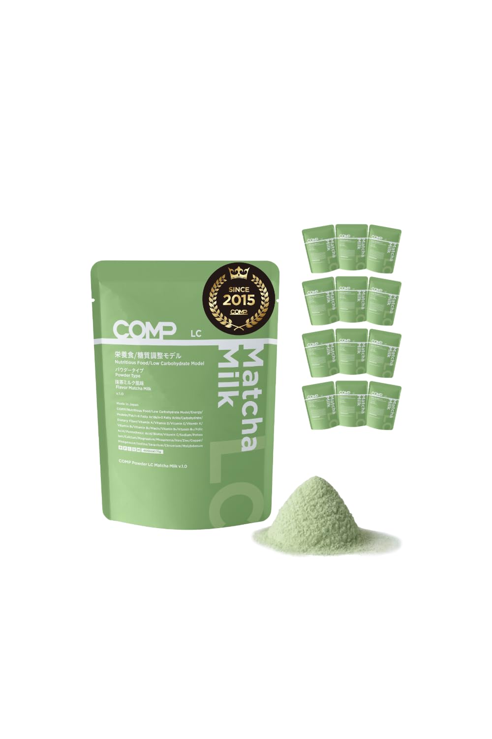 Amazon | COMP Powder LC Matcha Milk (v.1.0 4,800kcal 852g 12袋1箱) 完全食 低糖 ...