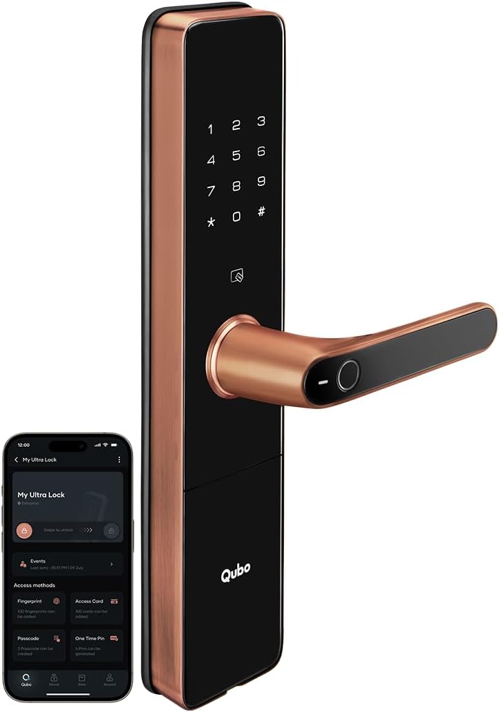 The Original QUBA Qdot Smart Digital Door Rim Lock: 4-Way Unlocking ...