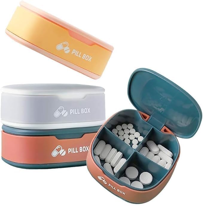 Stavae Travel Pill Case, Small Pill Box, 4 Compartments Pocket Portable ...