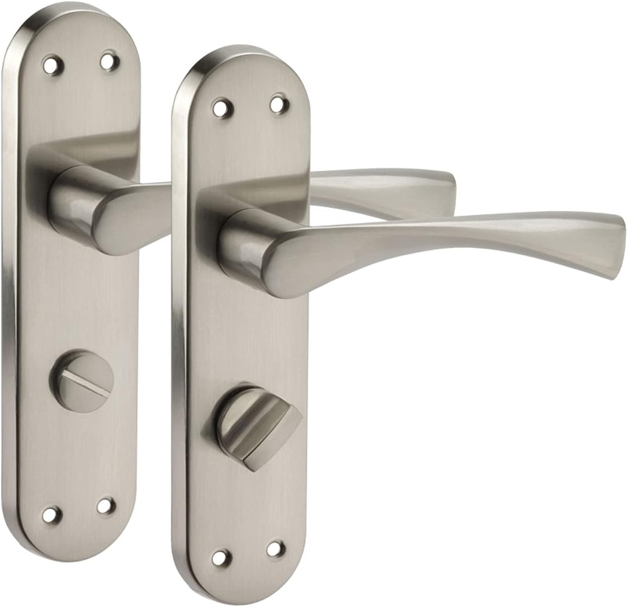 Toledo Door Handle Lever on Bathroom Backplate in Satin Chrome : Amazon ...
