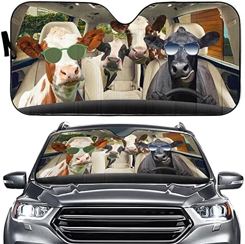 Amazon.com: Family Cows Driving Car Front Window Cover,Farmhouse Animal ...