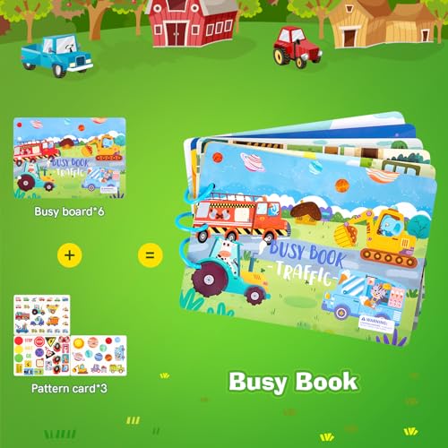 TOYESS Montessori Busy Book for 1 2 3 4 5 6 Year Old,Reusable Sticker ...