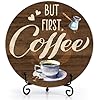 Amazon.com: But First Coffee Wooden Sign - Coffee Bar Decor, Rustic ...