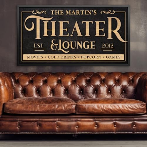 Amazon.com: AWESOMETIK Theater Sign Personalized Canvas Wall Decor with ...