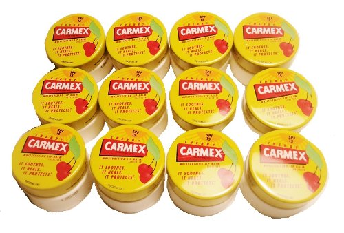Amazon.com : Carmex Cherry Flavored Lip Balm Lot of 12 : Lip Balms And ...