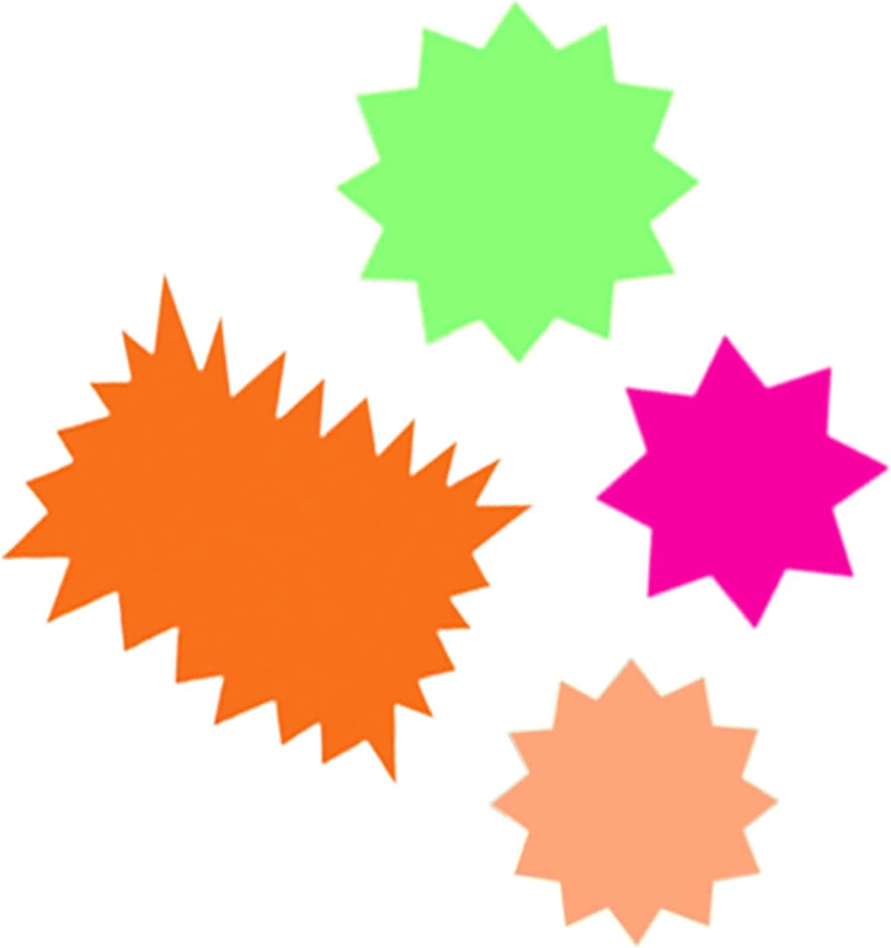 Vsorce4u 50pcs x Assorted Size Neon Stars Flashes Cards Star Shaped ...