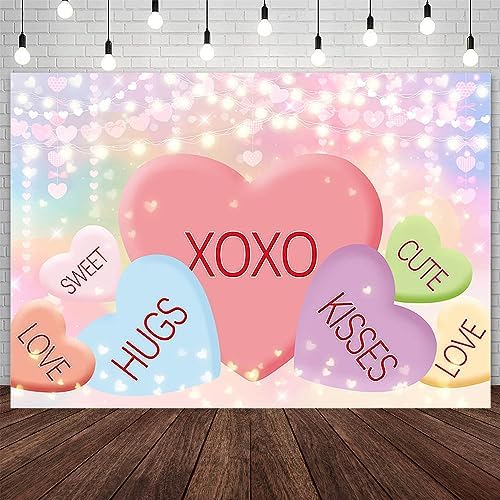 Amazon.com : AIBIIN 7x5ft Valentines Day Backdrop Sweethearts Candy ...