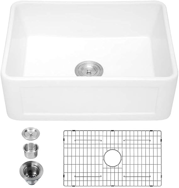 Sarlai 24 Small White Farm Sink - 24 Inch Kitchen Sink White Ceramic ...