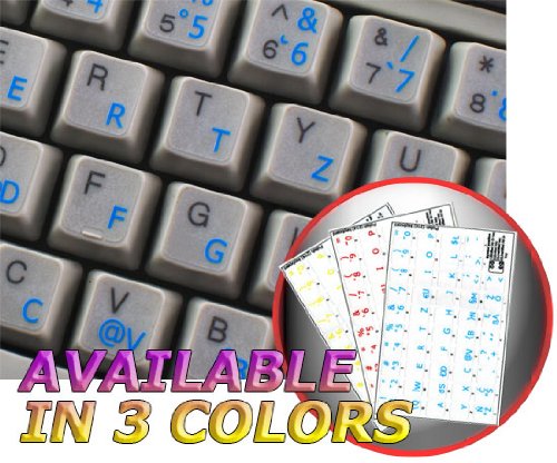 Amazon.com: POLISH (214) KEYBOARD STICKERS WITH BLUE LETTERING ...