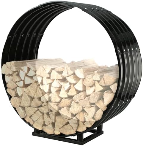 Amazon.com : Firewood Log Rack Hoop,32 Inch Rust Proof Heavy Duty Round ...