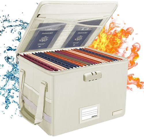 ENGPOW - Caja de archivos con cerradura, caja de documentos ignífuga ...