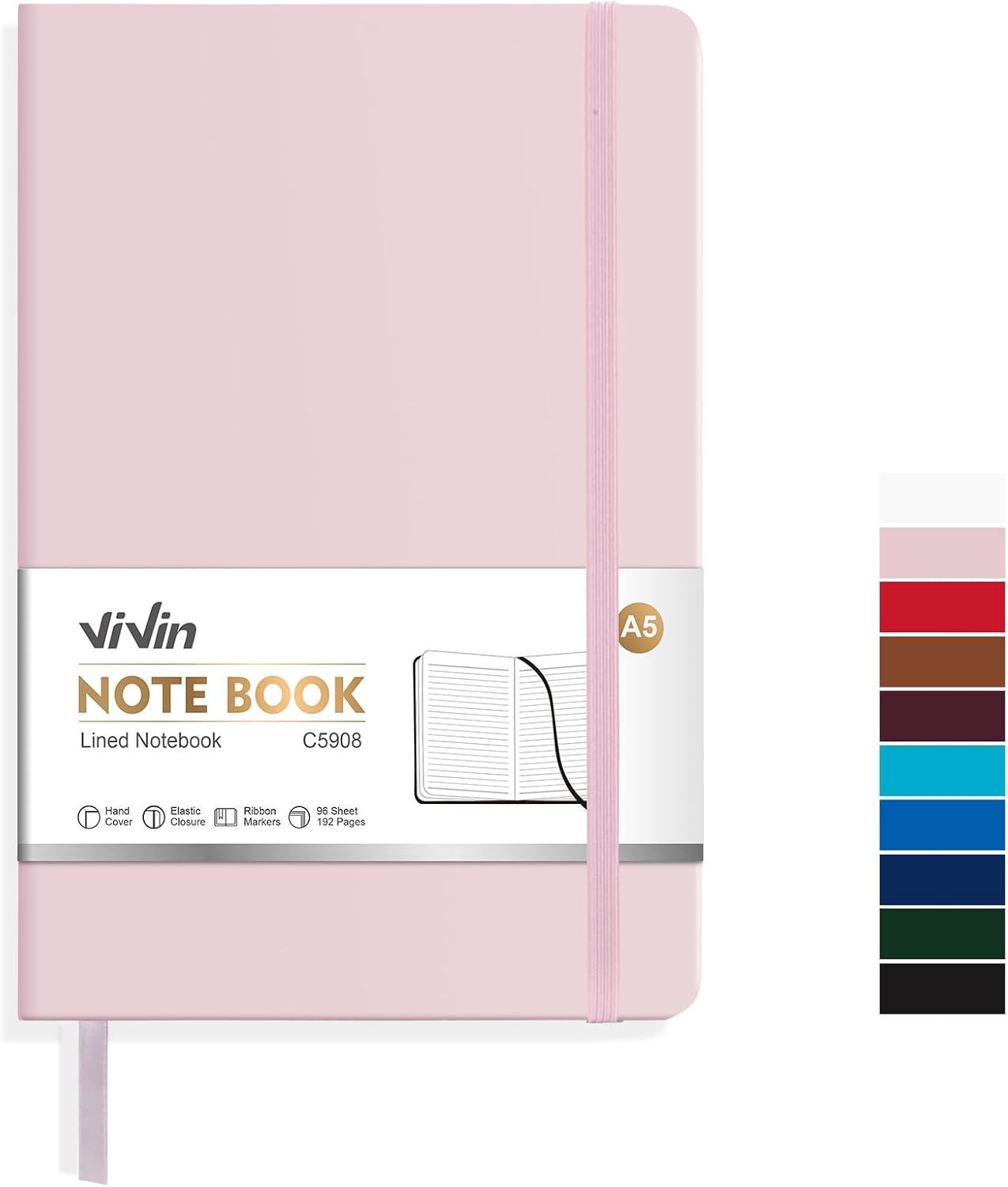 Amazon.com : ViVin A5 Leather Hardcover Notebooks for Work, College ...