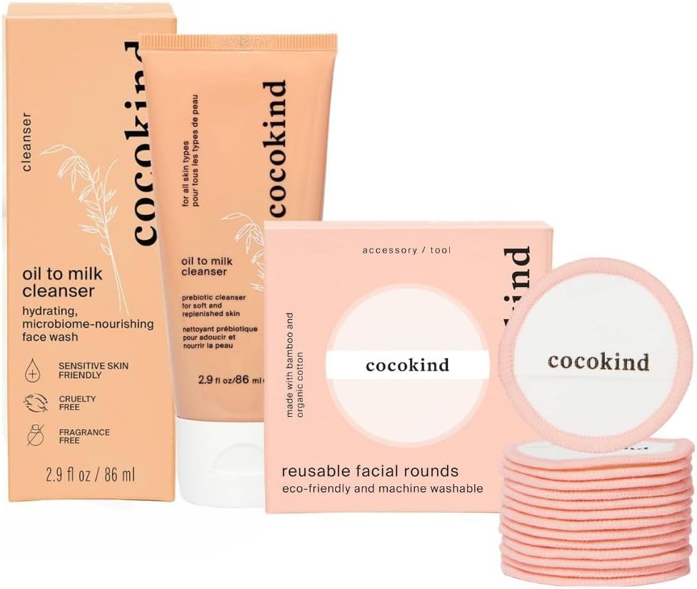 Amazon.com: Cocokind Reusable Facial Rounds and Oil to Milk Face Wash ...