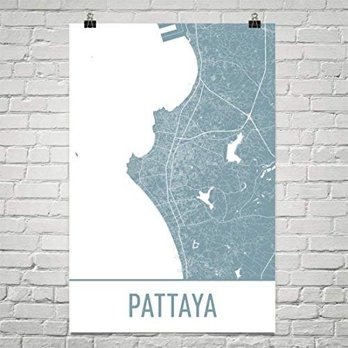 Amazon.com: Pattaya Map,Pattaya Art, Pattaya Print, Pattaya Thailand ...