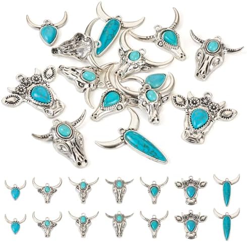 Amazon.com: SUNNYCLUE 1 Box 20Pcs Synthetic Turquoise Charms Vintage ...