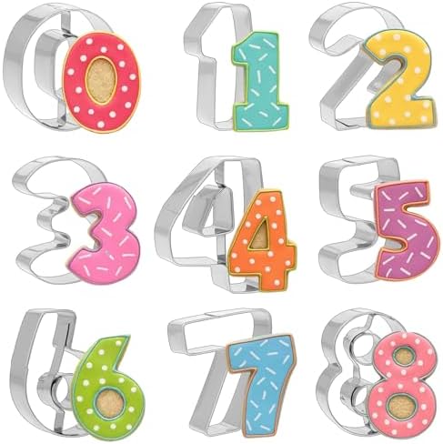 Number Cookie Cutters Set of 9-2 Inch Stainless Steel Baking Cutters ...