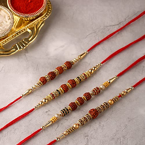 Buy VOYLLA Religious Rudraksha Rakhi Squad With Roli Chaawal Pack at ...