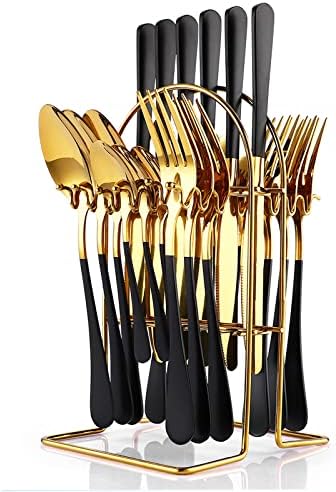 Amazon.com: 24 Piece Silverware Set with Hanging holder,Stainless Steel ...