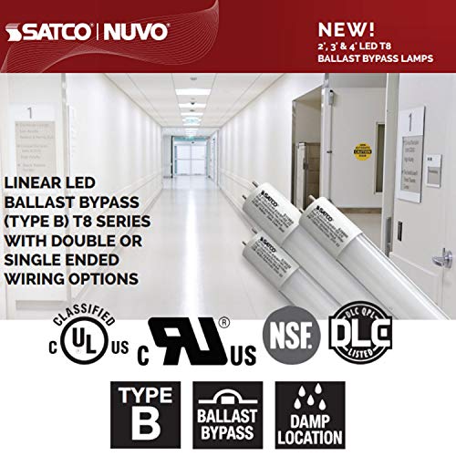 Satco S21924 LED Linear Tube Lighting; 14 Watt 120 Volt T8; 4Ft; 6500K ...
