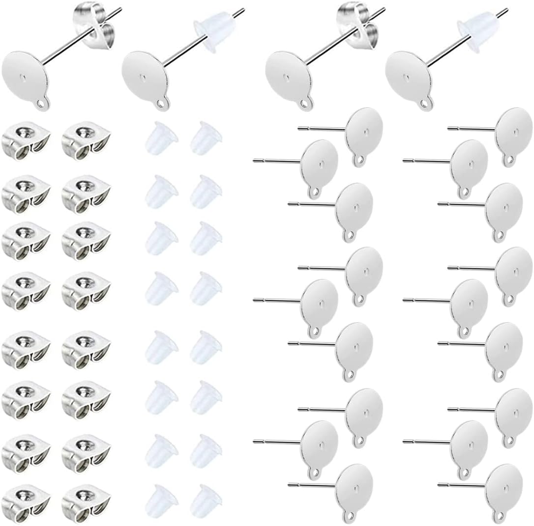 Amazon.com: 150Pcs 925 Sterling Silver Plated Earrings Posts Flat Pad ...