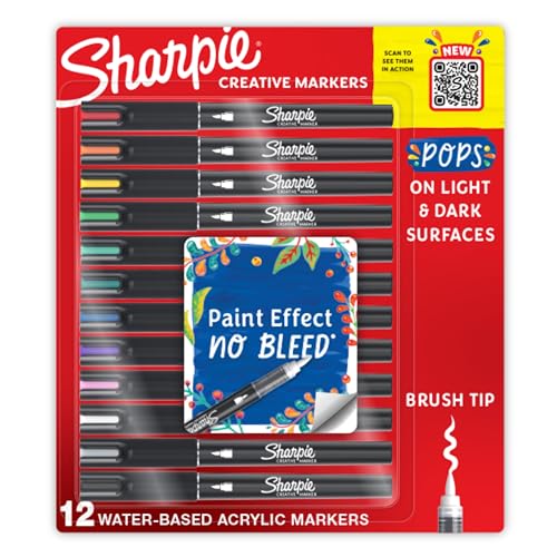 SHARPIE Creative Markers, Water-Based Acrylic Markers, Brush Tip ...